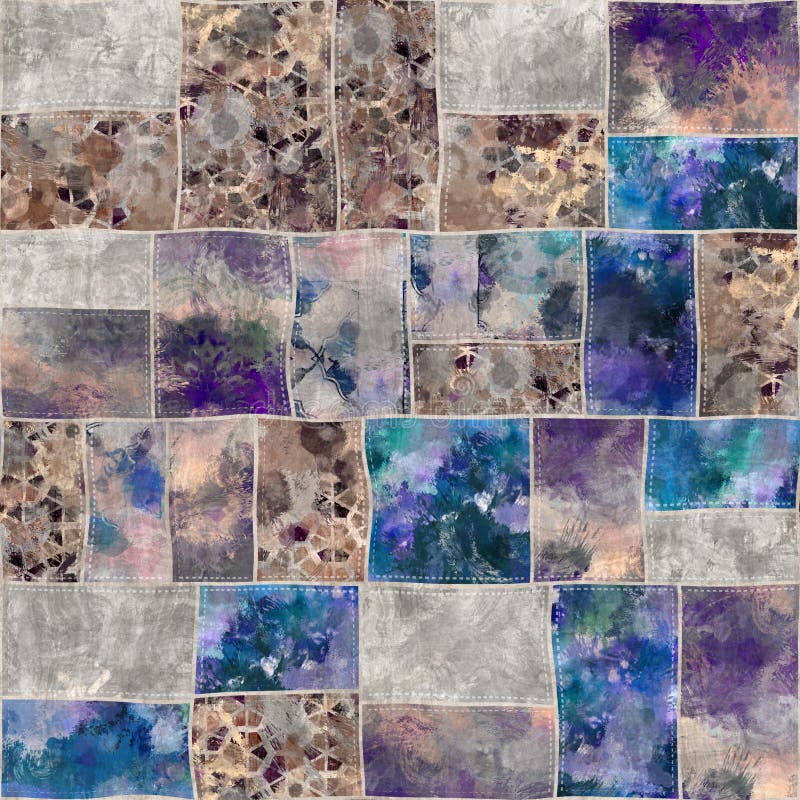 Seamless Patchwork Collage Mix Quilt Pattern Print Stock Illustration ...