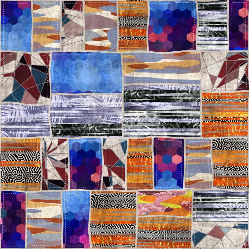 Seamless Patchwork Collage Mix Quilt Pattern Print Stock Photo - Image ...