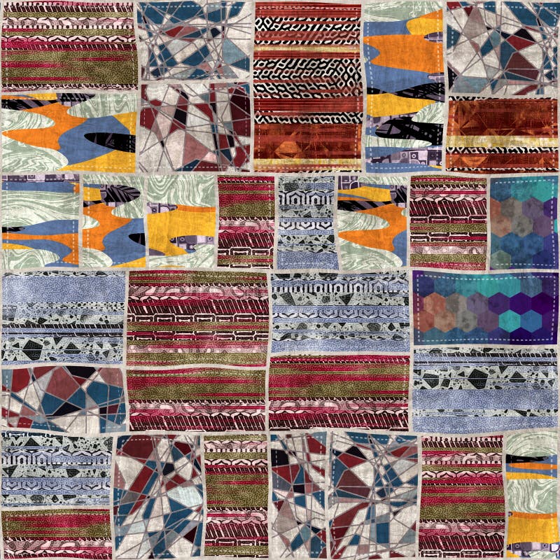 Seamless Patchwork Collage Mix Quilt Pattern Print Stock Photo - Image ...