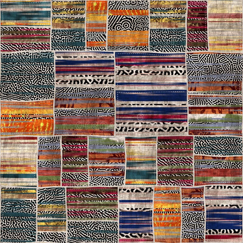 Seamless Patchwork Collage Mix Quilt Pattern Print Stock Image - Image ...