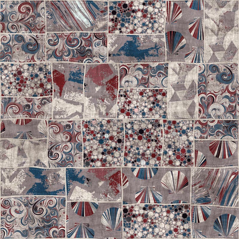Seamless Patchwork Collage Mix Quilt Pattern Print Stock Image - Image ...