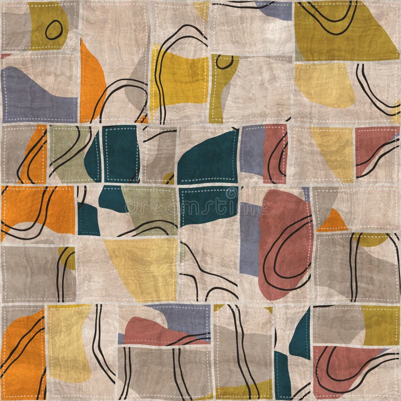 Seamless Patchwork Collage Mix Quilt Pattern Print Stock Image - Image ...