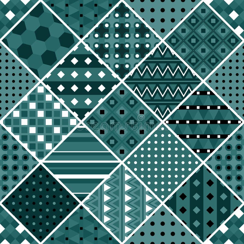 Seamless Patchwork in Dark Hues with Geometric Patterns. Vector Image Stock Vector ...
