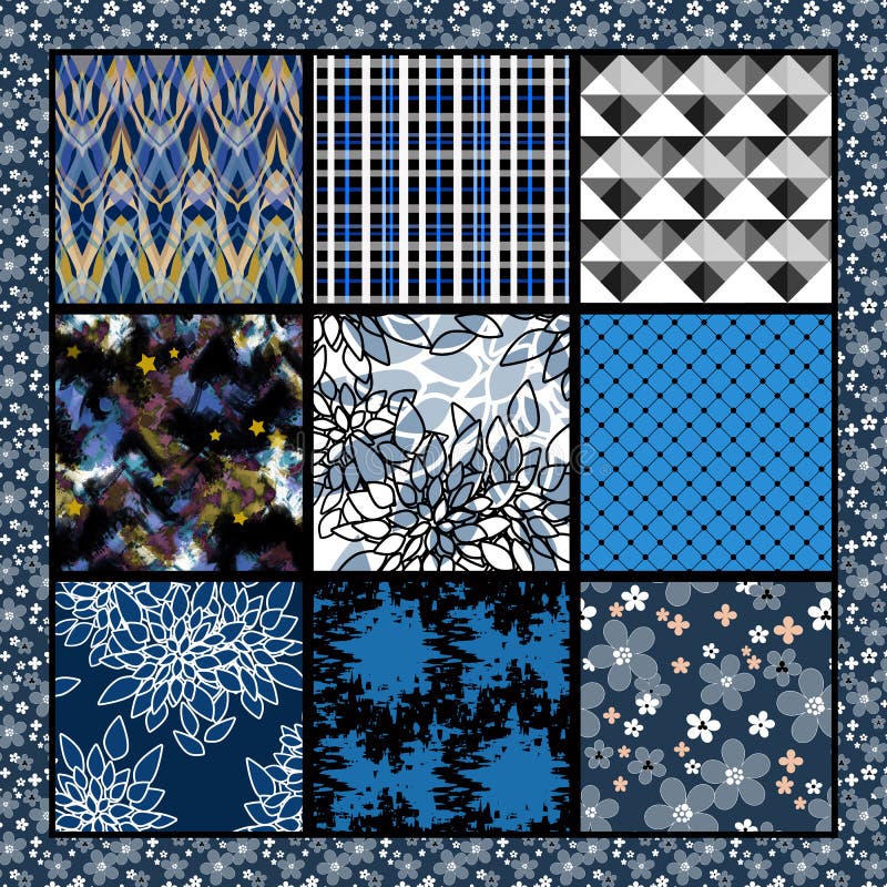 Seamless Patchwork Design Pattern in Retro Stock Illustration ...