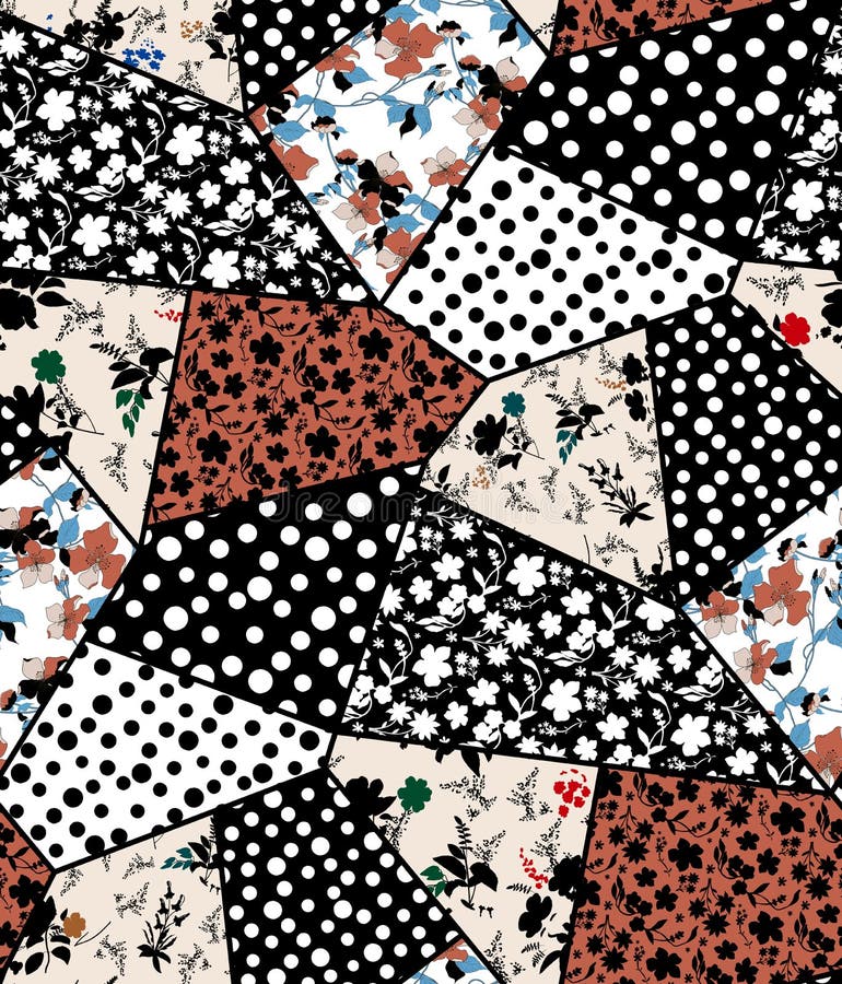Seamless Patchwork. Design Textile Background. Floral Design. Abstract ...