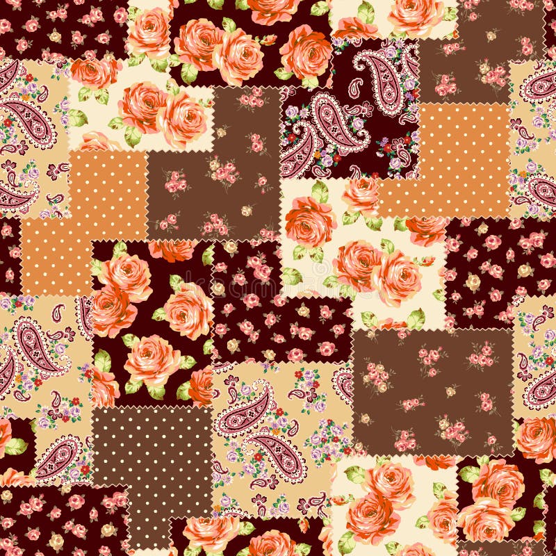 Seamless Patchwork Pattern of Beautiful Floral Design Stock Vector ...