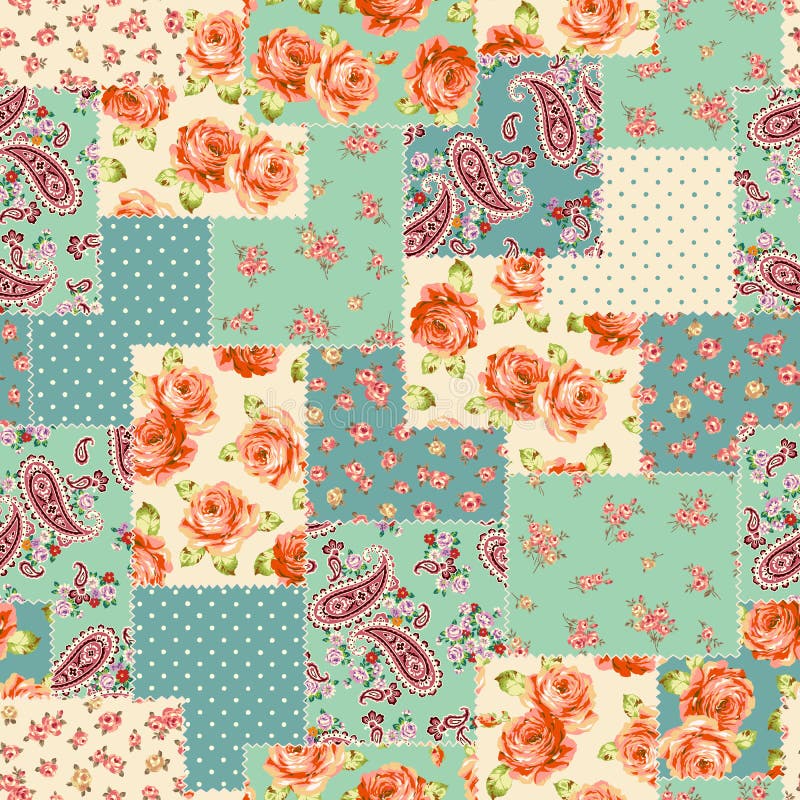 Seamless Patchwork Pattern of Beautiful Floral Design Stock Vector ...