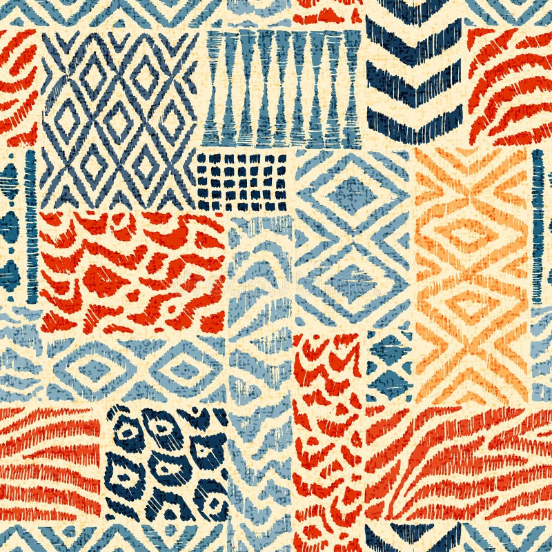 Seamless Patchwork Pattern. a Collection of Hand-drawn Textures. Animal Print for Textiles ...