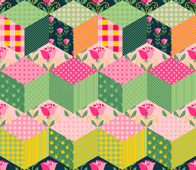 Seamless Patchwork Pattern. Colorful Quilt. Stock Vector - Illustration ...