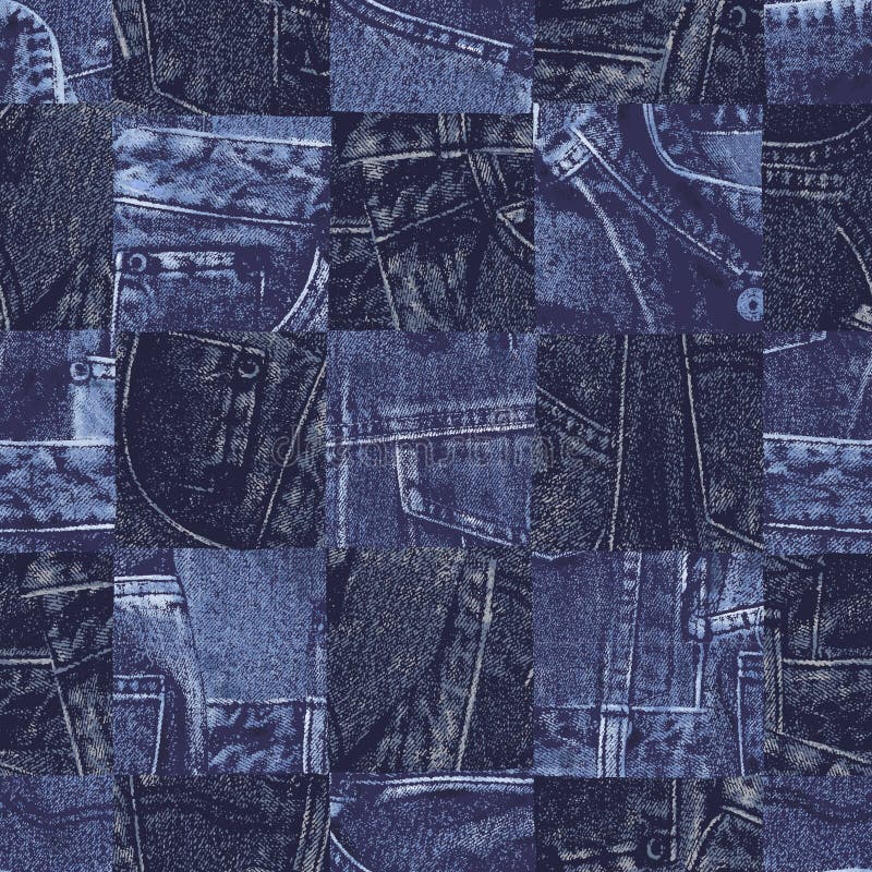 Patchwork Pattern of Seamlessly Continuous Jeans, Stock Illustration ...