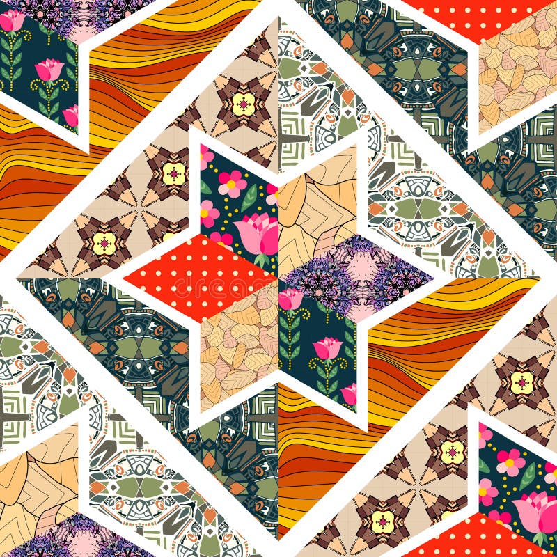 Seamless Patchwork Pattern. Stock Vector - Illustration of fabric ...