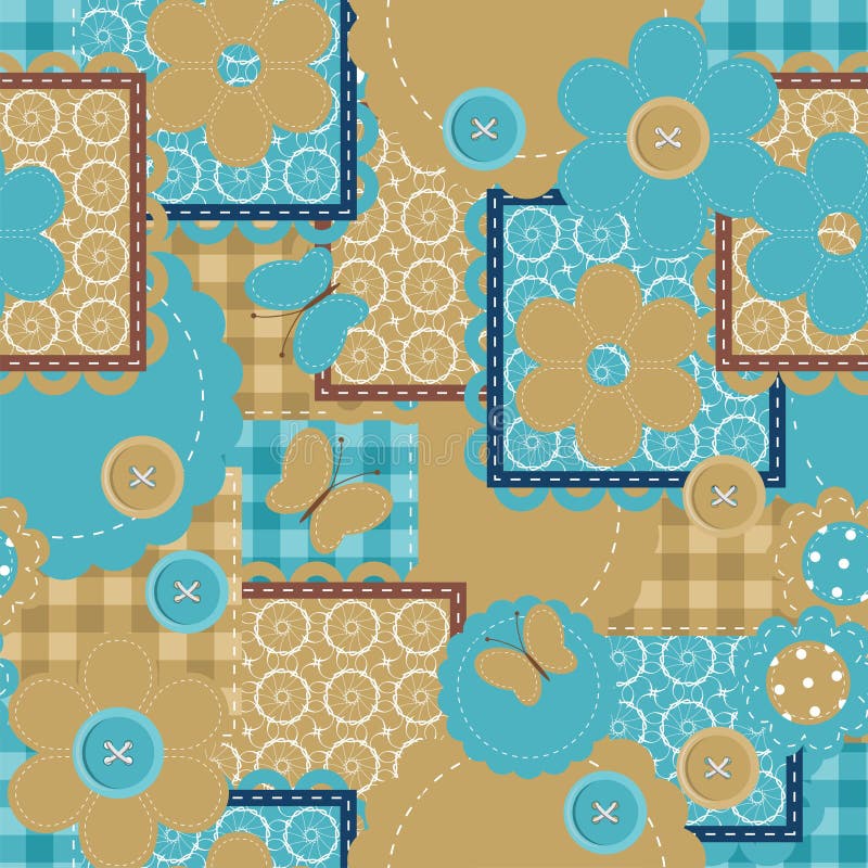 Seamless Patchwork Pattern with Different Objects Stock Illustration ...