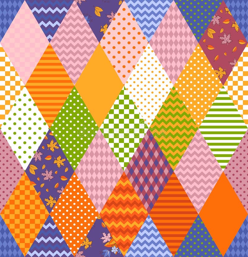 Seamless Patchwork Pattern from Different Rhombuses Patches. Stock ...