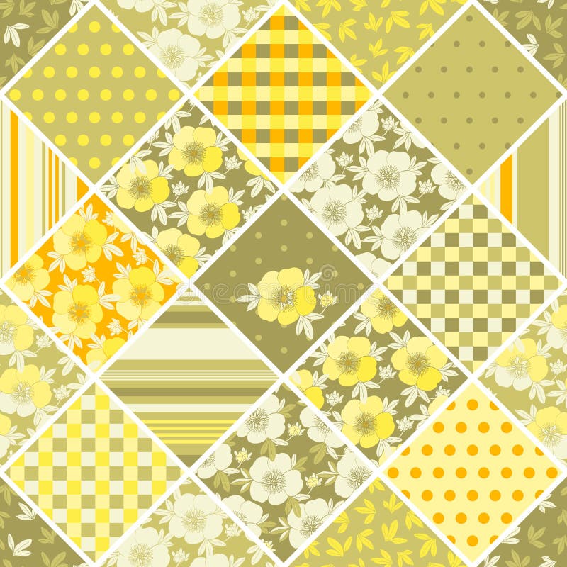Seamless Patchwork Pattern with Flowers Stock Vector - Illustration of fabric, ornament: 87754008
