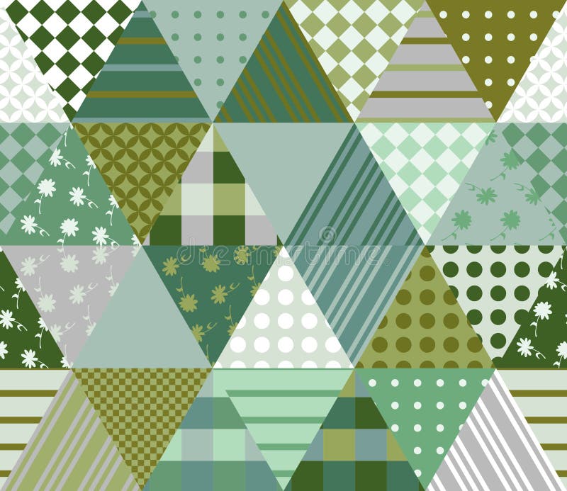 Seamless Patchwork Pattern in Green Tones. Vector Illustration Stock ...