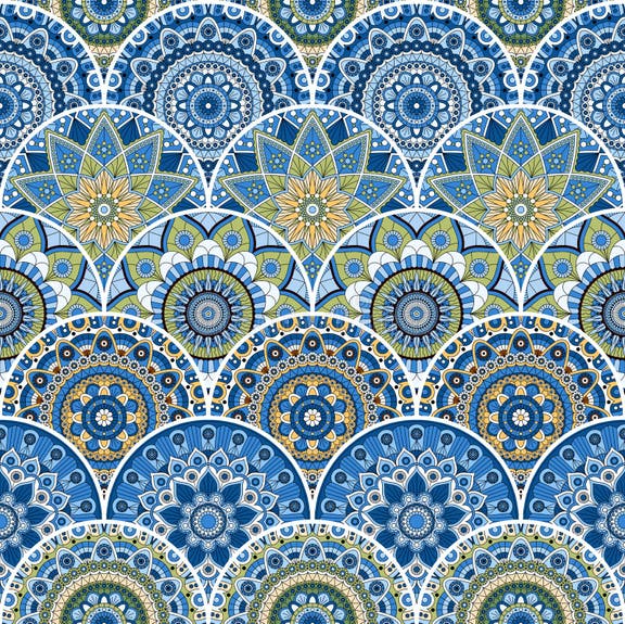 Seamless Patchwork Pattern with Mandalas in Ethnic Style. Decorative Ornament Stock Vector ...