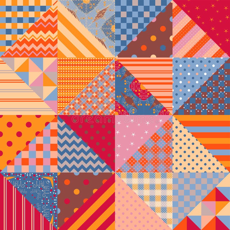 Beautiful Seamless Patchwork Pattern With Pink Roses And Geometric