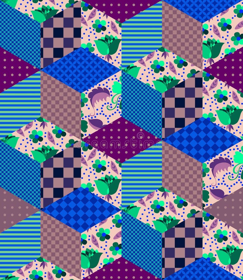 Seamless Patchwork Pattern. Quilting Design from Different Patches ...