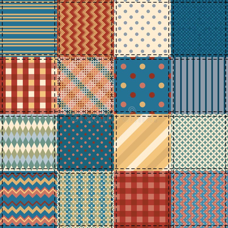 Seamless Patchwork Pattern from Square Patches. Quilt Design Stock Vector - Illustration of ...