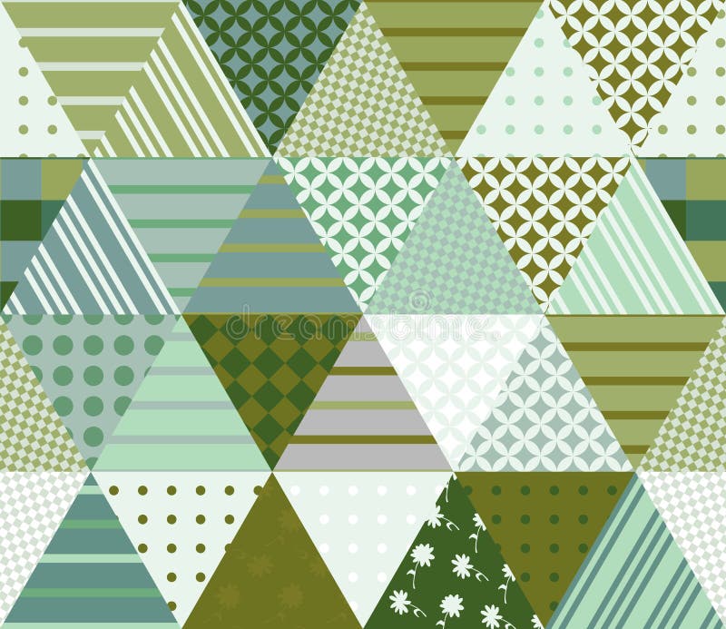 Seamless Patchwork Pattern From Triangle Patches Vector Illustration