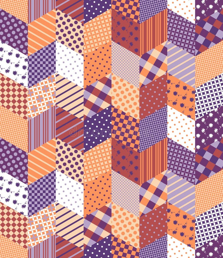 Seamless Patchwork Pattern Vector Illustration Of Quilt Fashion Print
