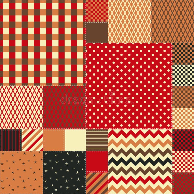 Seamless Patchwork Pattern in Warm Colors. Quilt Design Stock Vector ...