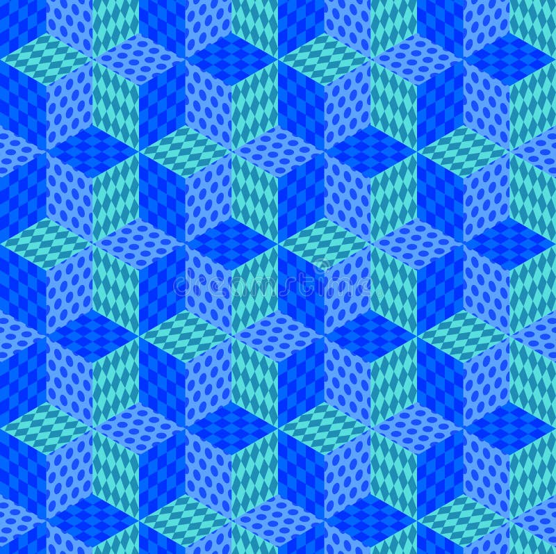 Seamless Patchwork of Rhombuses with Blue Colors Patterns. Vector ...