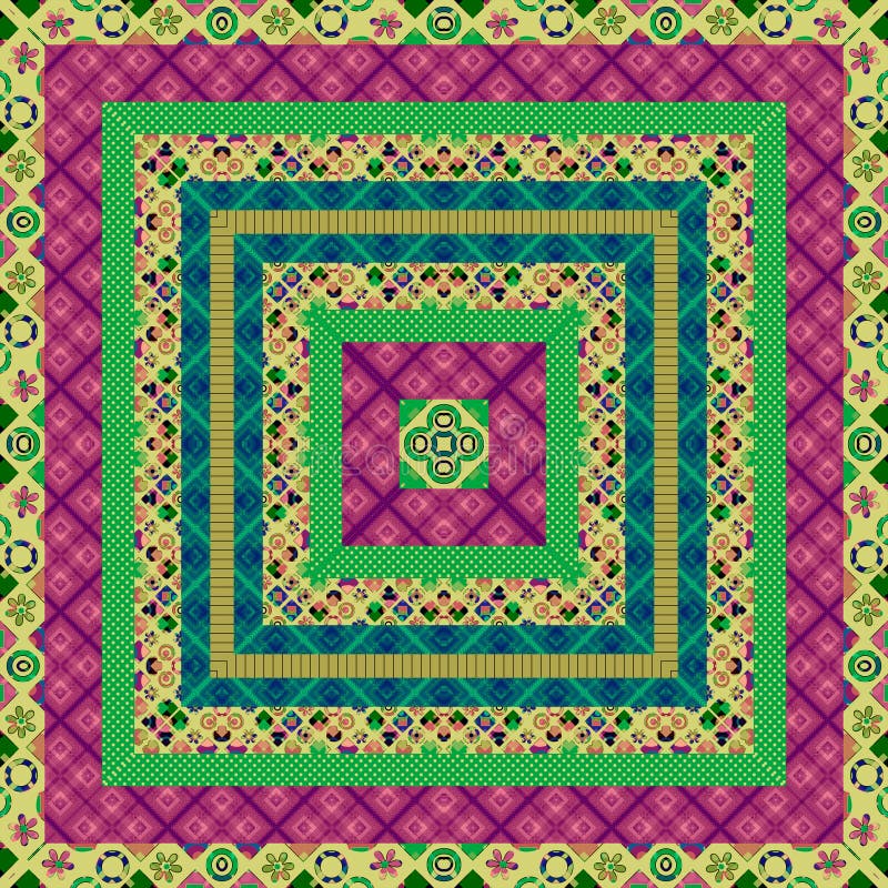 Seamless Patchwork Square Retro Colors Pattern Stock Illustration ...