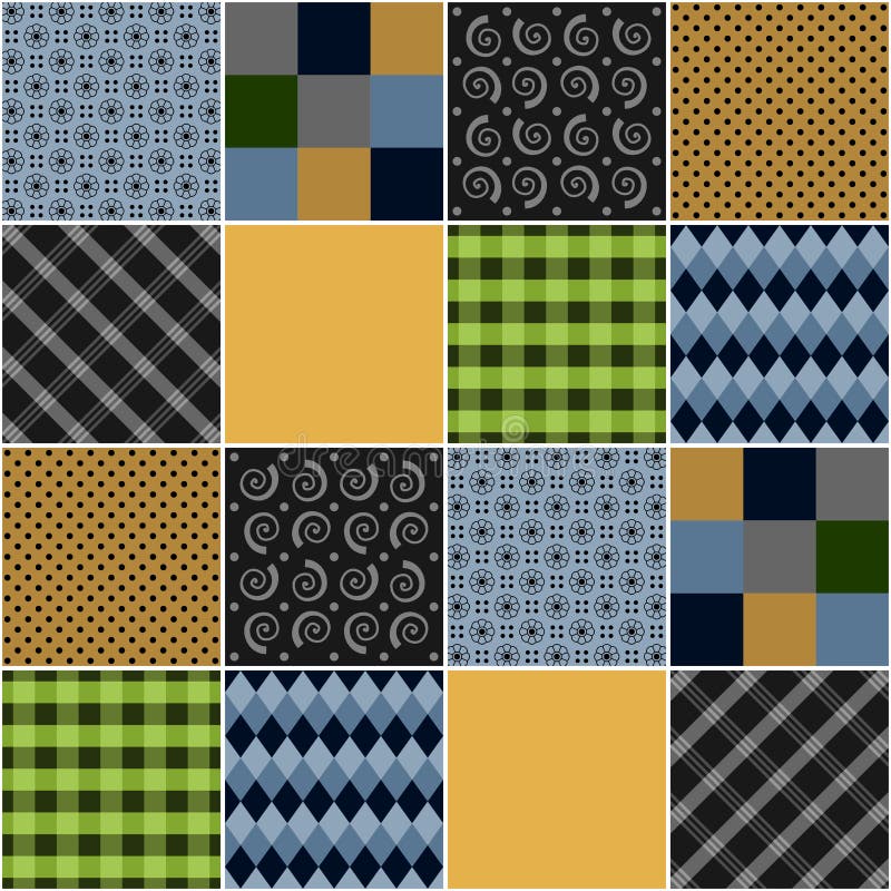 Seamless Patchwork Vector Design with Different Patterns Stock ...