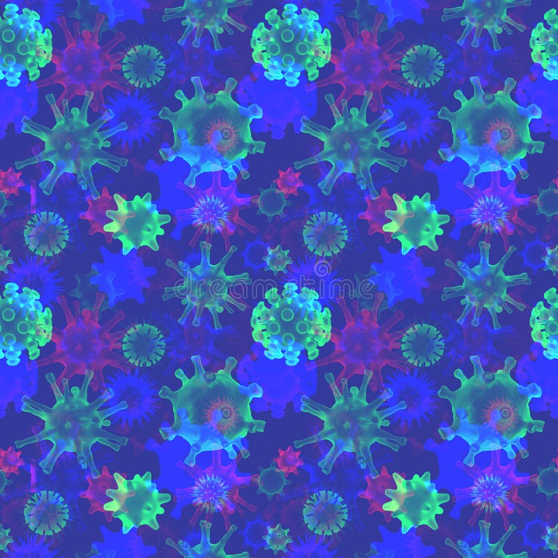 Seamless Patern of Different Kinds of Pathogen Viruses, Coronavirus ...