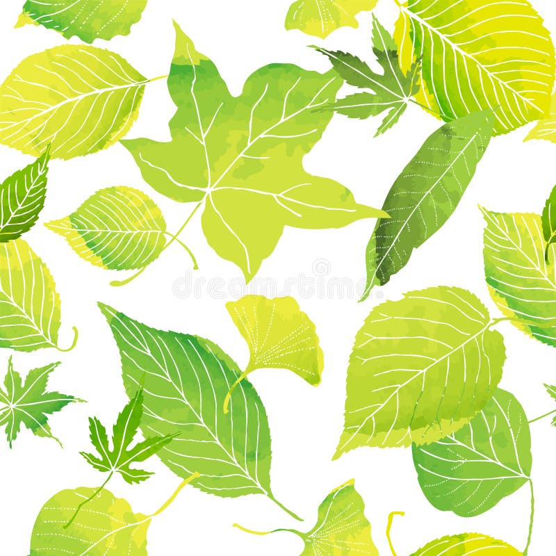 Seamless Patern of Green Leaves Stock Vector - Illustration of leaf ...