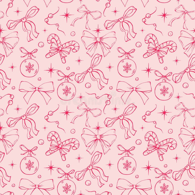 Seamless Patern with Pink Bow Stock Illustration - Illustration of ...