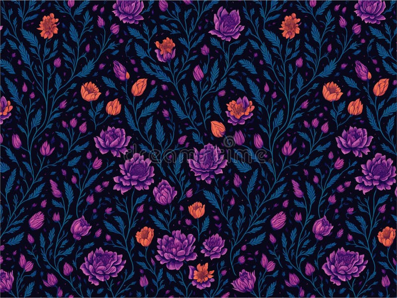 Seamless Patter of Complex Beautiful Flower Patterns Stock Vector ...