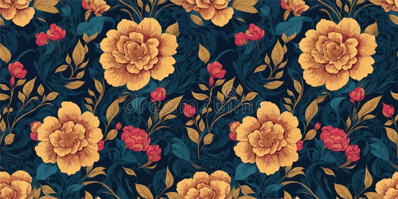 Seamless Patter of Complex Beautiful Flower Patterns Stock Vector ...