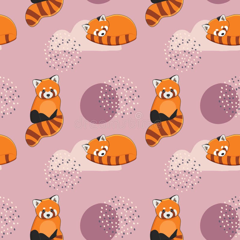 Seamless Pattern with Ñ ute Red Panda. Excellent Design for Packaging ...