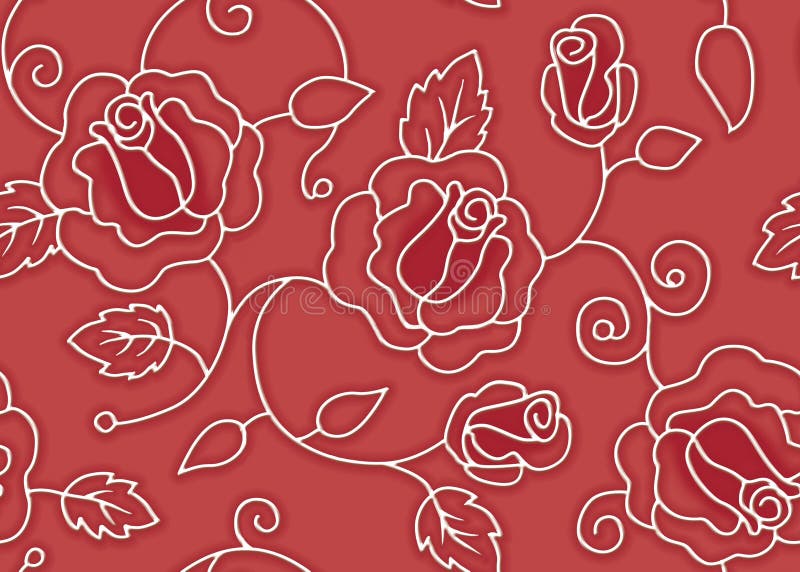 Rose Flowers Seamless Vector Repeat Pattern Stock Vector - Illustration of green, elegance: 19982098