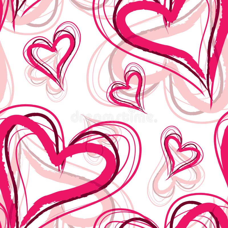 Hearts Vector Seamless Repeat Pattern Stock Vector - Illustration of ...