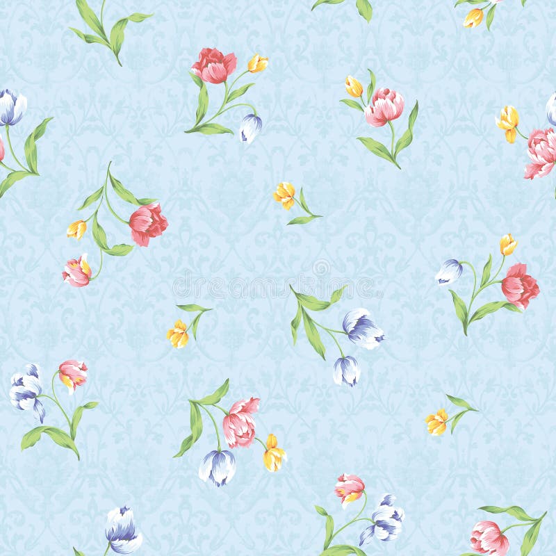 Elegant Spring Floral Seamless Pattern Stock Vector - Illustration of ...