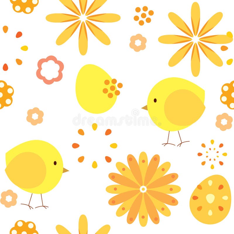 Seamless Pattern Abstract Background Chickens and Flowers Stock Vector ...