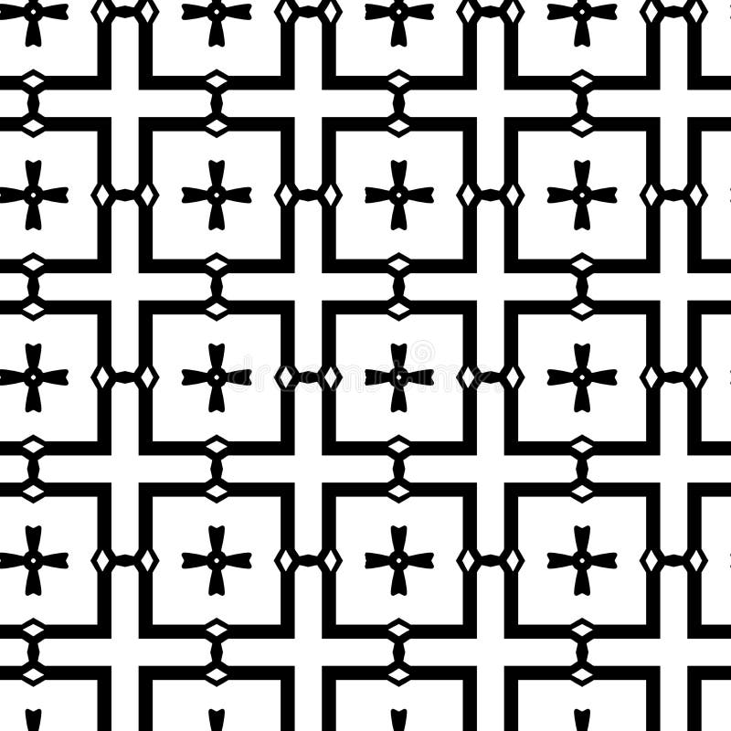 Seamless Pattern Abstract Black and White Ornamental Illustration Stock ...