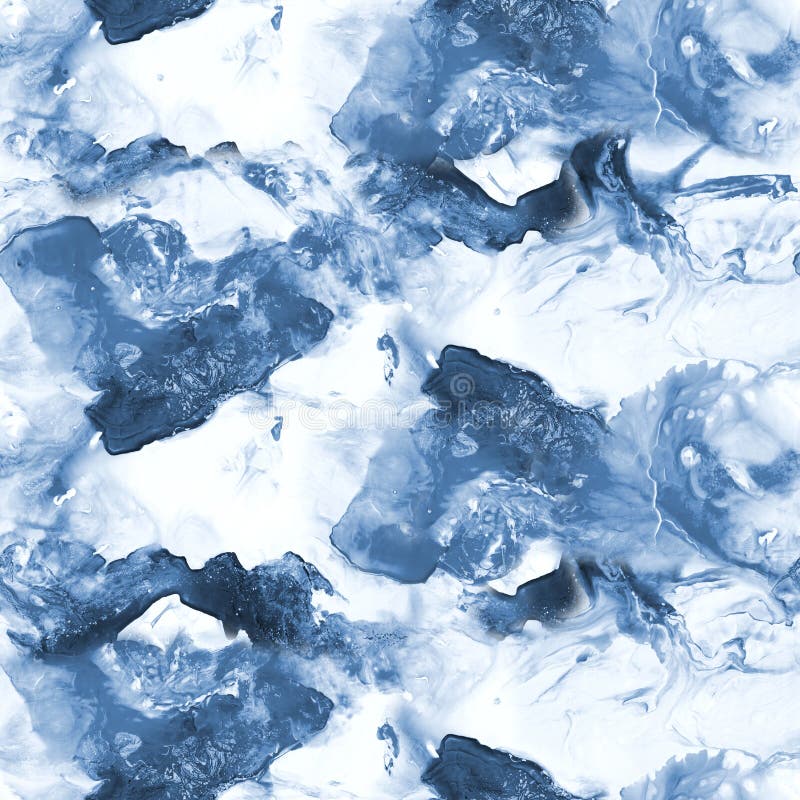 Seamless Pattern of Abstract Blue Wave. Art Creative Hand Painted ...