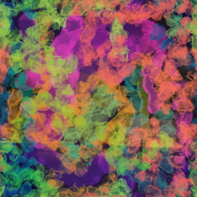 Abstract Seamless Pattern with Watercolor Transparent Fills on a Dark ...