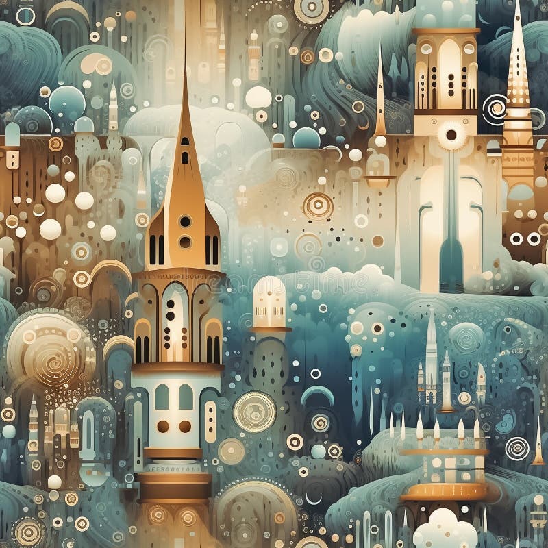 Seamless Pattern of Abstract Buildings in Muted Tones, Texture Design ...