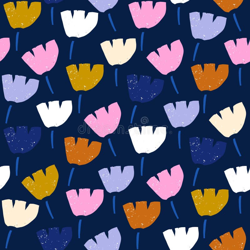 Seamless Pattern with Abstract Creative Flowers. Creative Floral ...