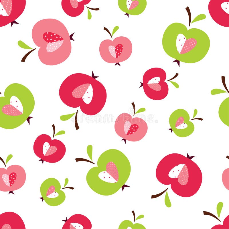 Seamless Pattern with Abstract Cute Apples Stock Vector - Illustration ...