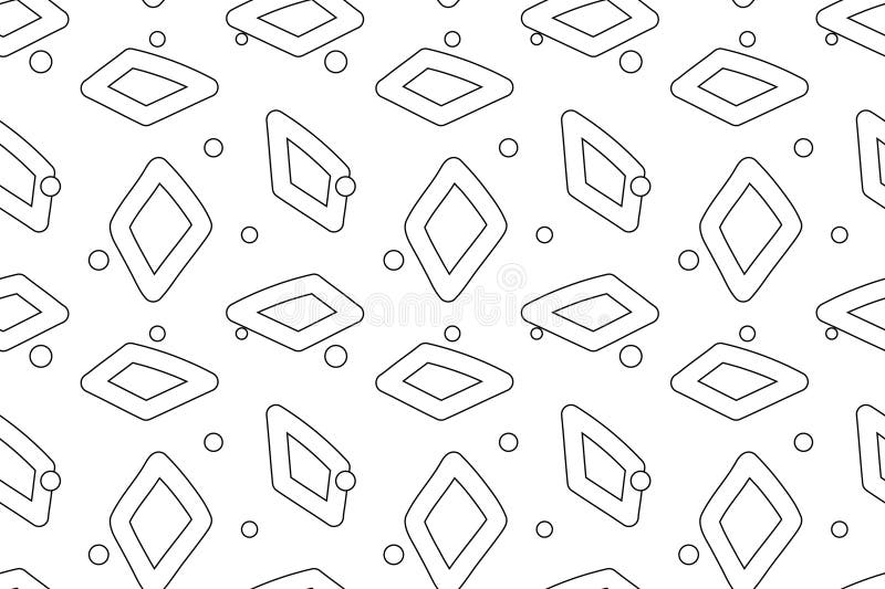 Seamless Pattern with Abstract Diamonds and Dots for Coloring Stock ...