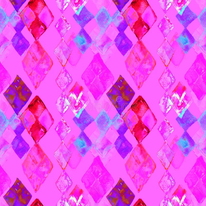 Seamless Pattern with Abstract Diamonds of Glass. Red and Blue Wet ...