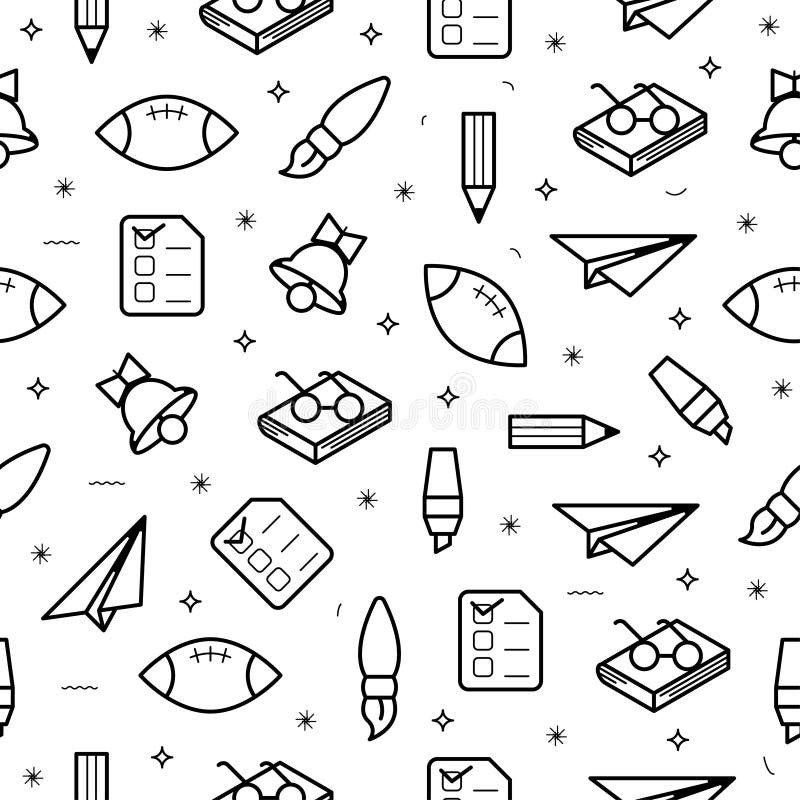 Seamless Pattern Abstract Doodle Elements Collection College School ...