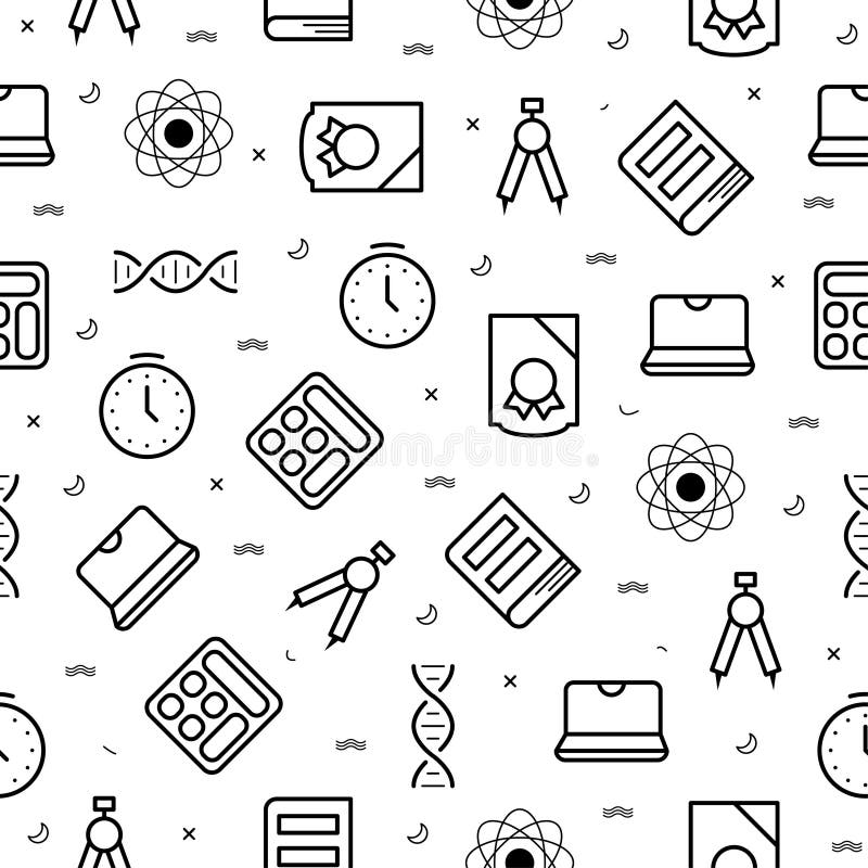 Seamless Pattern Abstract Doodle Elements Collection College School ...