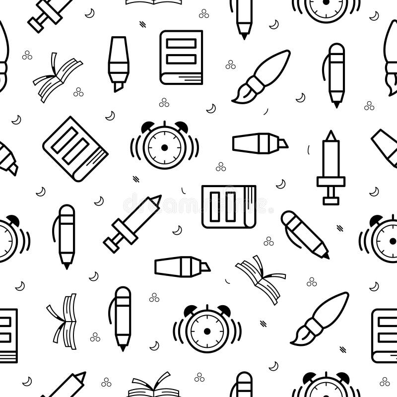 Seamless Pattern Abstract Doodle Elements Collection College School ...